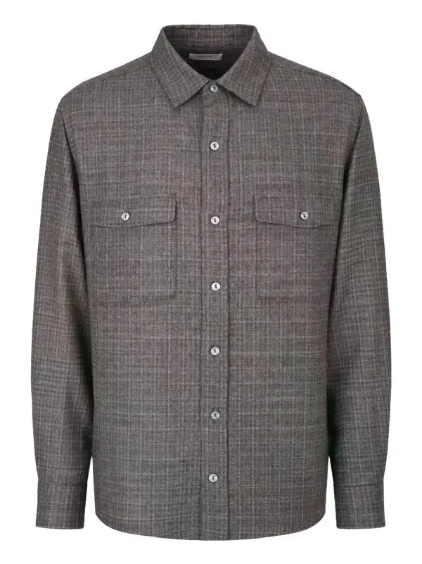 Agnona Check-pattern Wool-blend Shirt - Grey