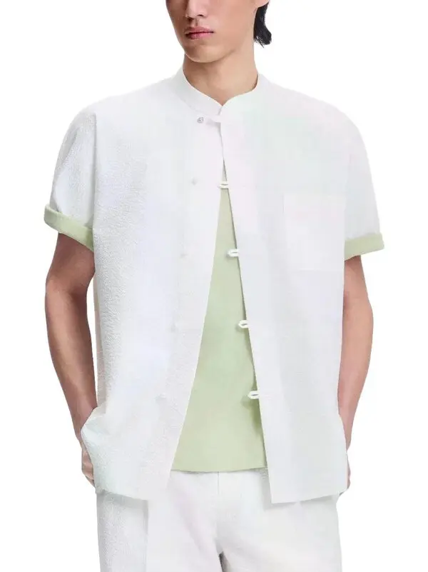 Shanghai Tang Seersucker Frog-fastening Shirt - White