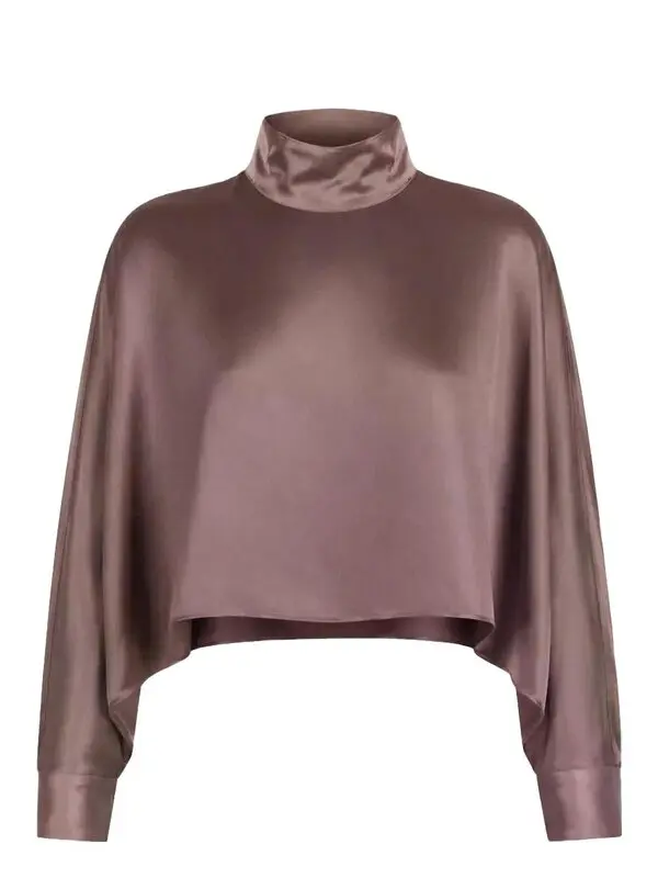 Lapointe High-neck Satin Blouse - Brown