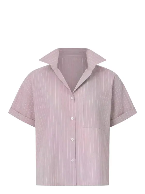 ARLO MOTT Clark Pinstriped Short Sleeve Shirt - Purple