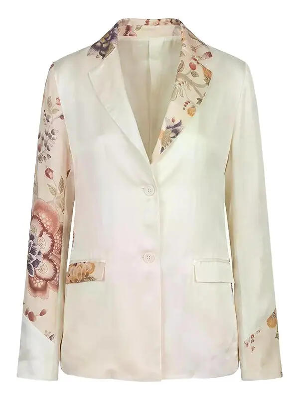 Avant Toi Floral Print Silk Blend Blazer - Neutrals