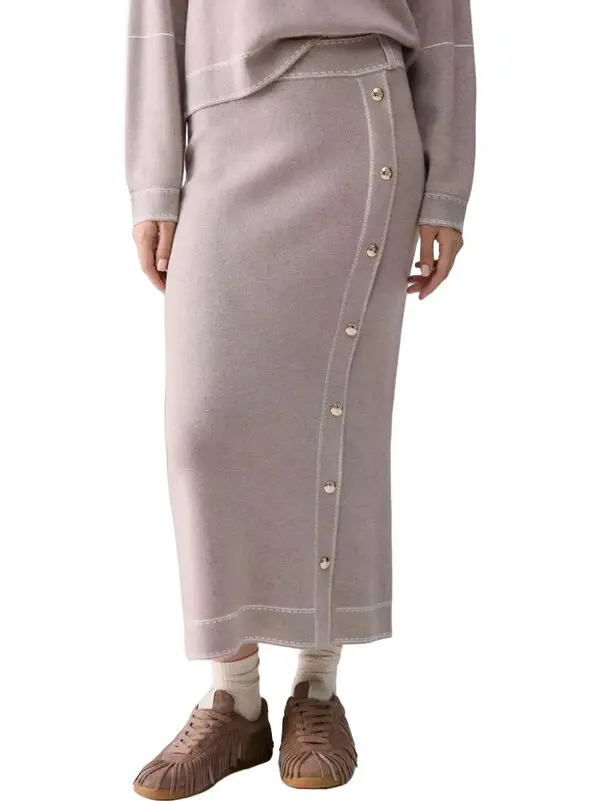 Liu Jo Midi Skirt In Silk Blend - Neutrals