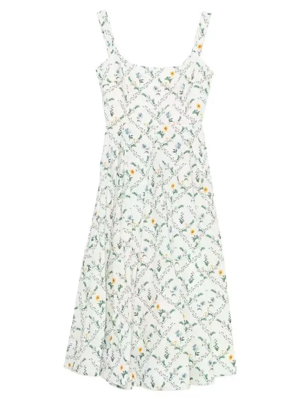 Agua Bendita Floral Print Midi Dress - White