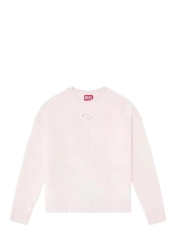 DIESEL® Wool And Alpaca Blend Jumper With Embroidered Logo - Pink