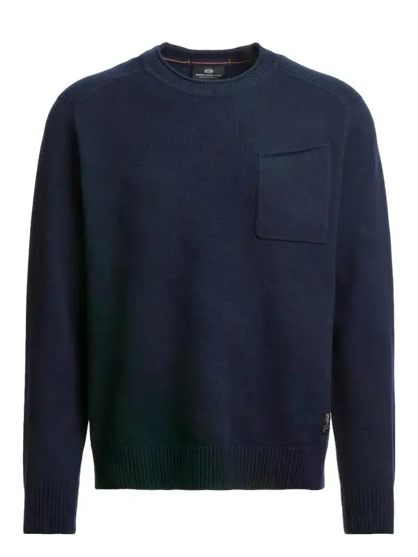 PARAJUMPERS Enego Patch-pocket Crew-neck Sweater - Blue