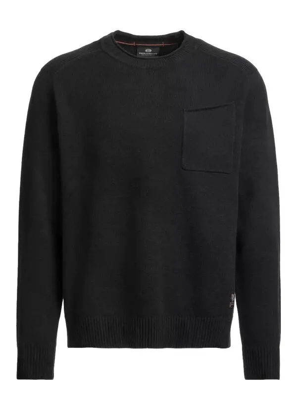 PARAJUMPERS Crew Neck Patch Pocket Sweater - Black