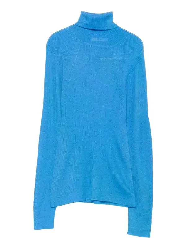 6397 Ribbed Roll Neck Sweater - Blue