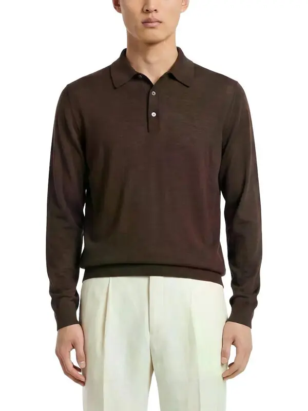 Kiton Long-sleeve Polo Shirt - Brown