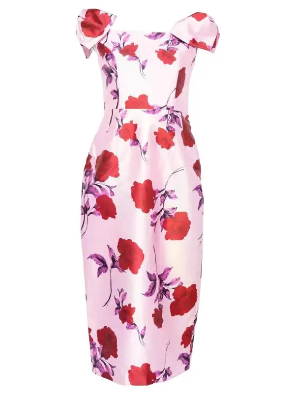 Rebecca Vallance Melora Bow Detail Floral Print Midi Dress - Pink