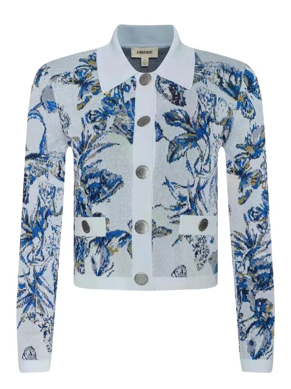 L'Agence Osiris Jacquard-knit Cardigan - Grey