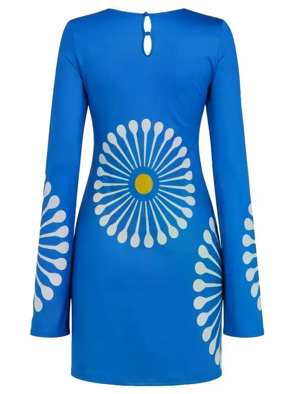 CALA DE LA CRUZ Maisha Floral-print Mini Dress - Blue