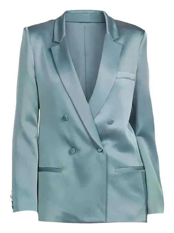Lapointe Double-breasted Satin Blazer - Blue