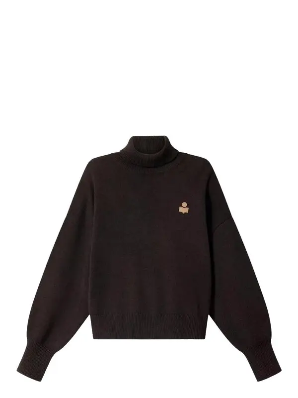 MARANT ETOILE Logo-embroidered Oversized Roll Neck Sweater - Brown