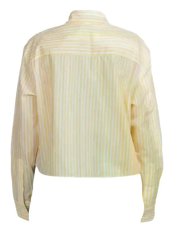CISSA Striped Shirt With Pointed Collar And Raw-cut Hem - Yellow