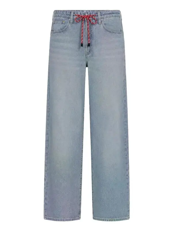Rag & Bone Miramar Denim-print Wide-leg Trousers - Blue