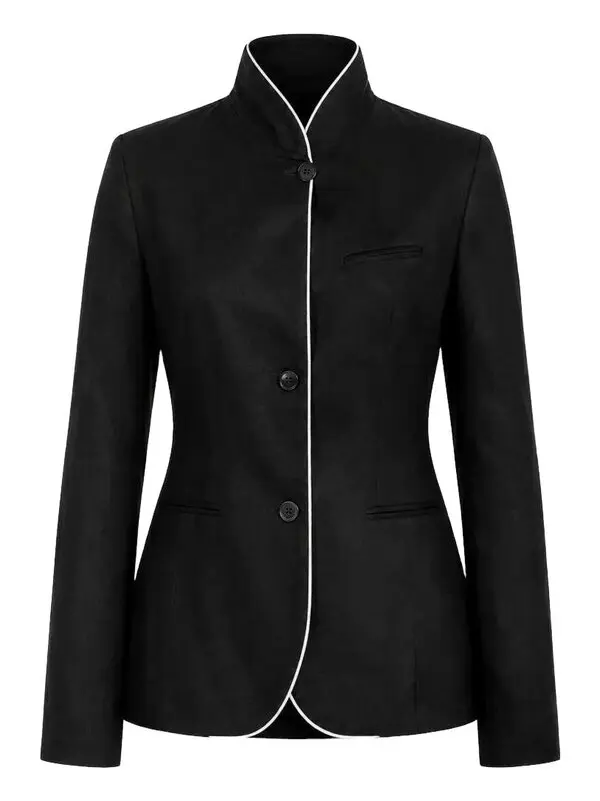 HANNES ROETHER High-neck Cardigan With Piped Trim - Black