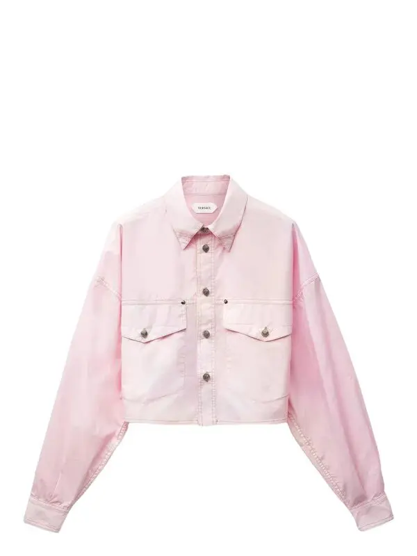 Versace Cropped Button-down Shirt With Medusa Buttons - Pink