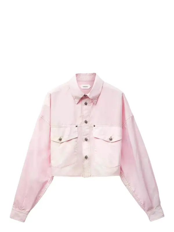 Versace Cropped Button-down Shirt With Medusa Buttons - Pink