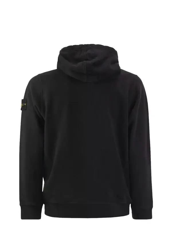 Stone Island Logo Patch Zip-up Hoodie - Black