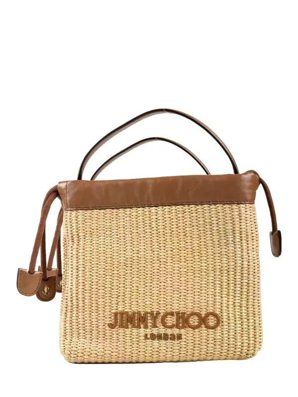 JIMMY CHOO Woven Leather-trim Mini Bag - Neutrals