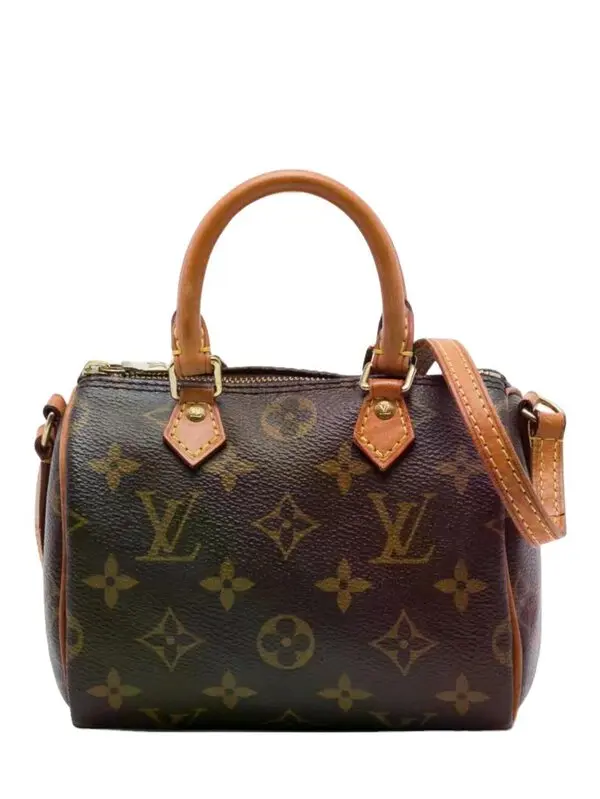LOUIS VUITTON Monogram Nano Speedy Bandouliere Satchel - Brown