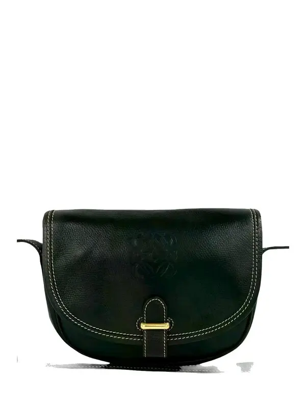 Loewe Leather Anagram Crossbody Bag - Black