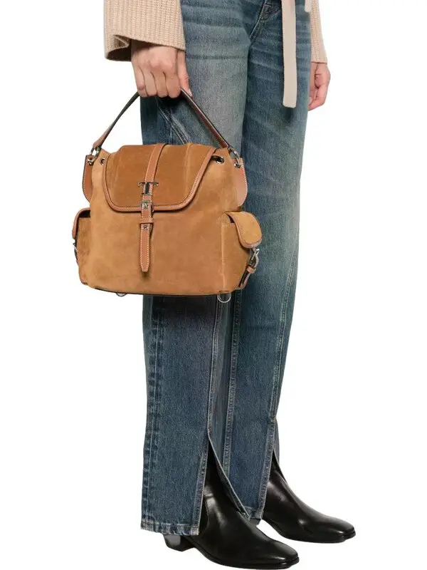 TOD'S T Timeless Suede Backpack - Brown