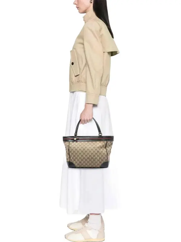Gucci 2016-2026 Gg Canvas Web Mayfair Tote Bag - Brown