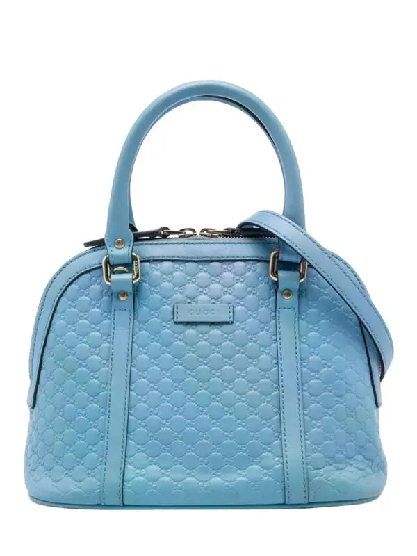 Gucci Embossed Leather Dome Satchel - Blue