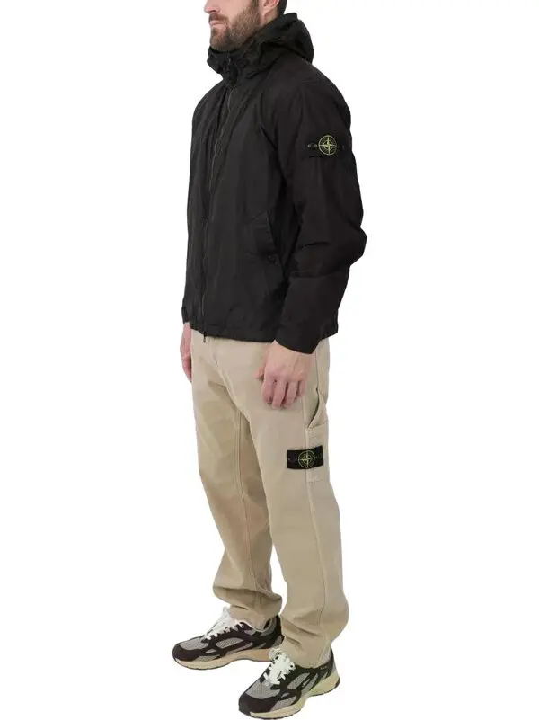 Stone Island Logo Patch Hooded Jacket - Black
