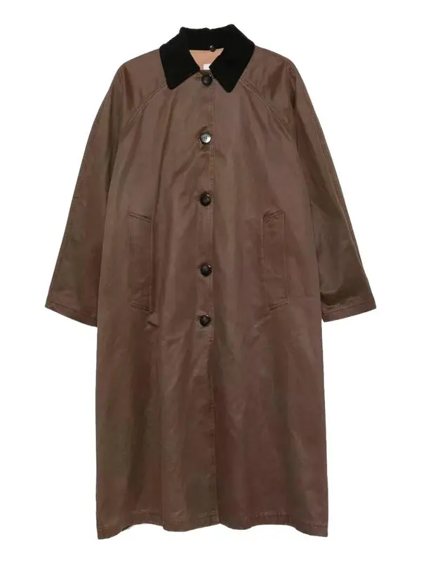 ALYSI Single-breasted Coat With Corduroy Collar - Brown