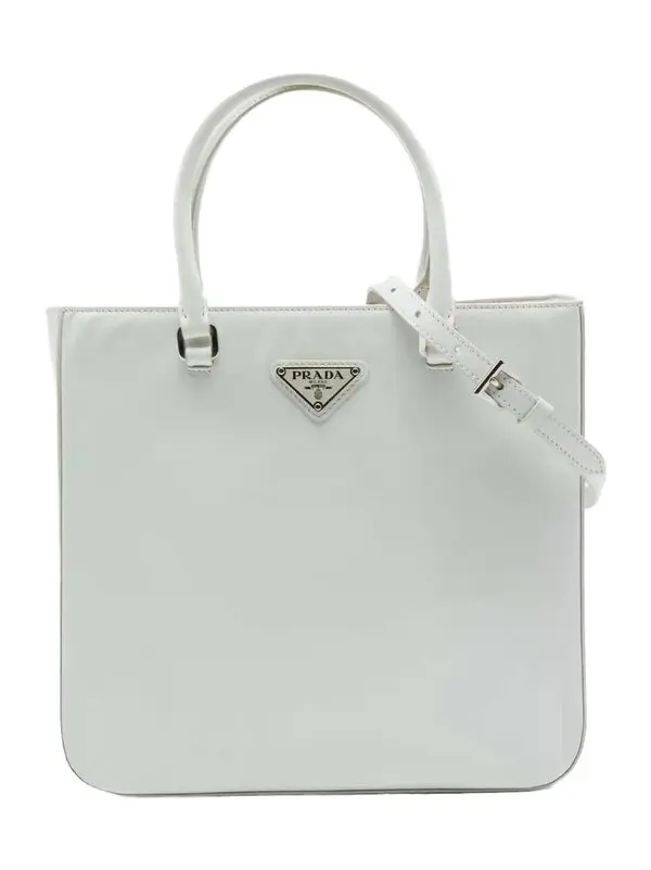 Prada Medium Spazzolato Leather Satchel - White