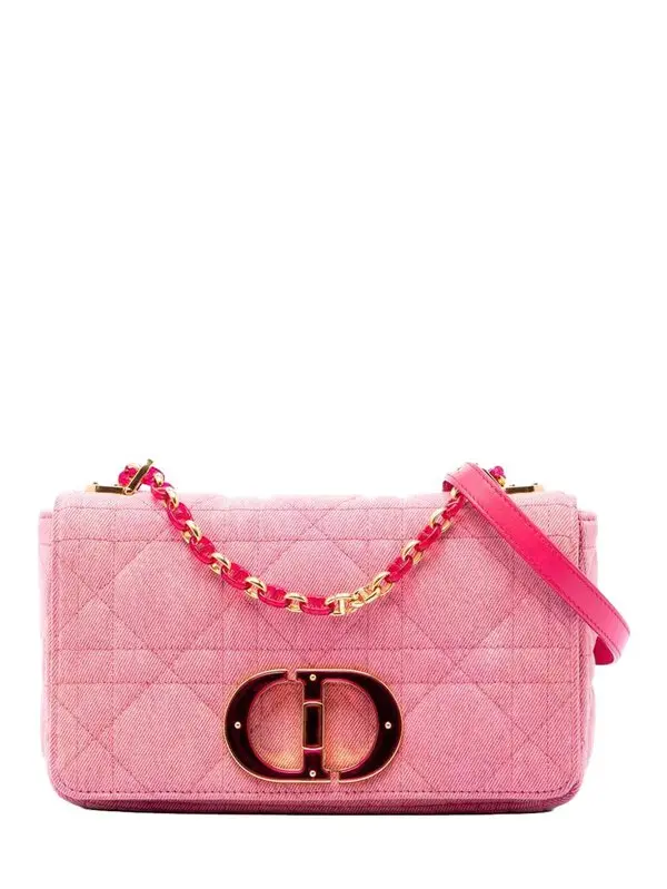 Dior Medium Denim Macrocannage Caro Bag - Pink