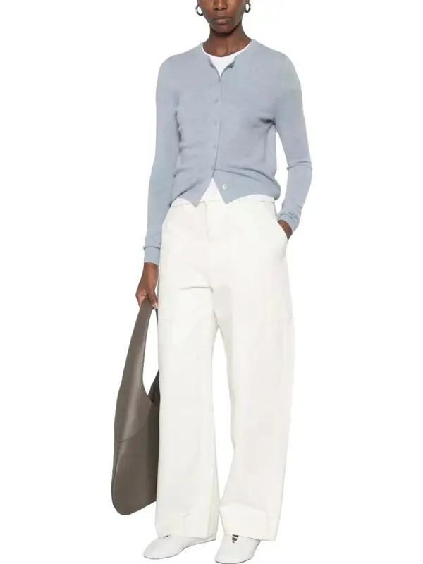 Eric Bompard Plain Knit Fitted Cardigan - Blue