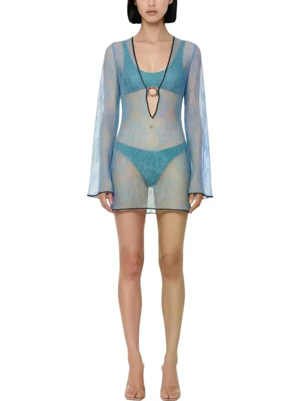 Oseree Lumière Floral-lace Mini Dress - Blue
