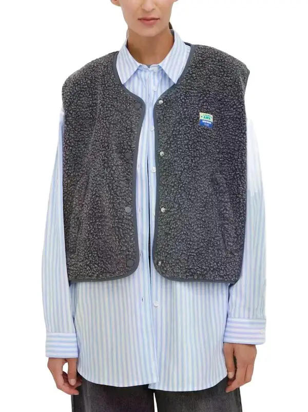 American Vintage Reversible Faux Shearling Gilet - Grey
