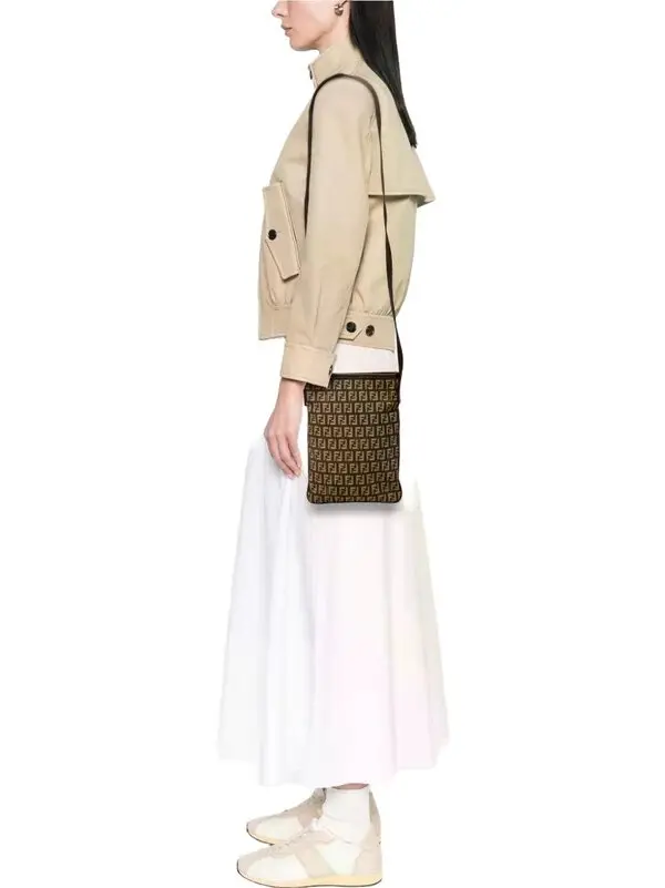 Fendi Zucchino Canvas Crossbody Bag - Brown