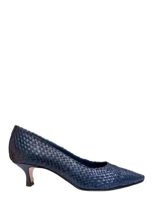 LA ROSE Carol Woven Heeled Pumps - Blue