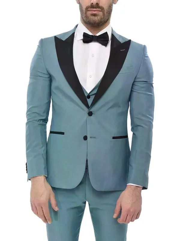 Corneliani Contrast-trim Single-breasted Suit - Blue