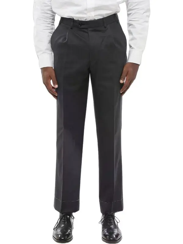 Corneliani Fresco Wool Pleated Trousers - Grey