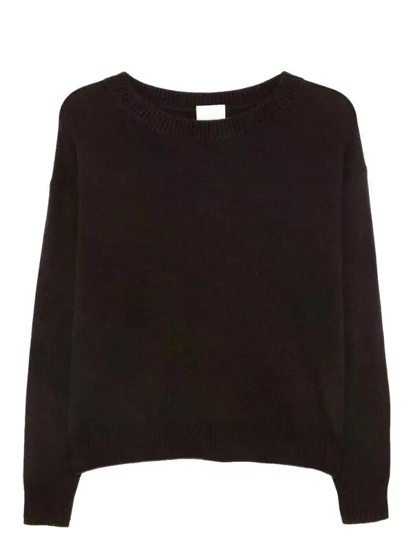 ALLUDE Long-sleeve Ribbed Trim Sweater - Brown