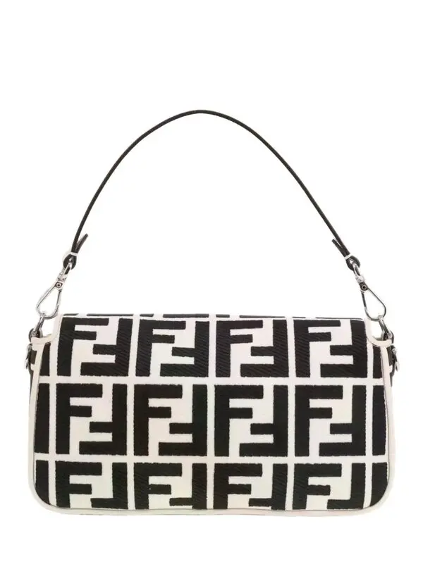 Fendi Baguette Logo-print Canvas Shoulder Bag - White