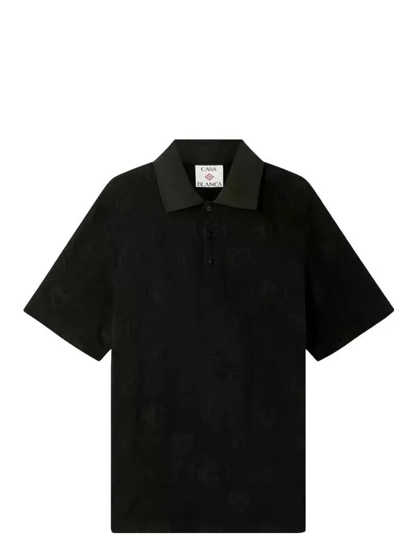 Casablanca Monogram-appliqué Polo Shirt - Black