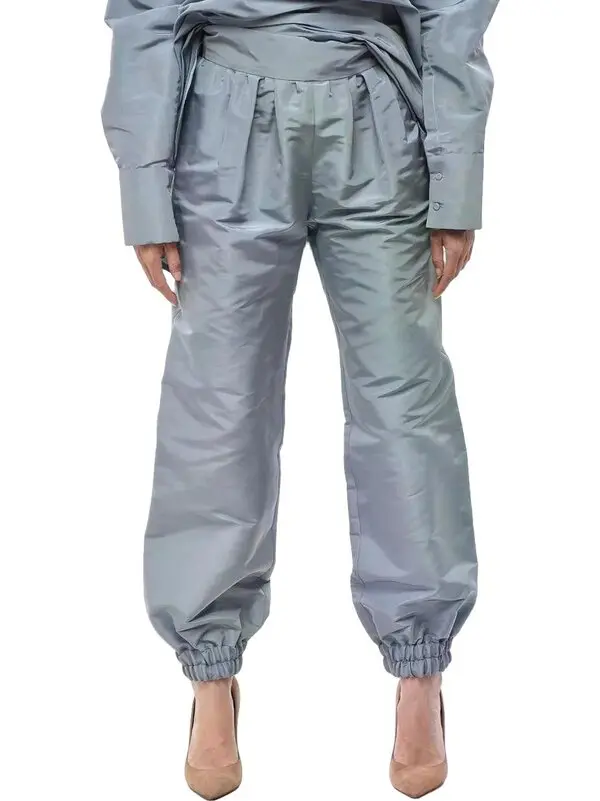 SUPER BLOND Tapered Silk Trousers - Blue