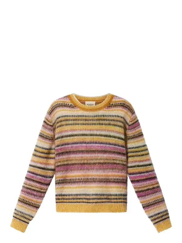 MARANT ETOILE Striped Brushed-knit Jumper - Yellow