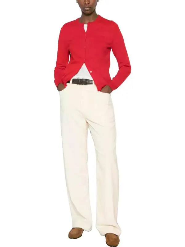 Eric Bompard Crew Neck Button-up Cardigan - Red