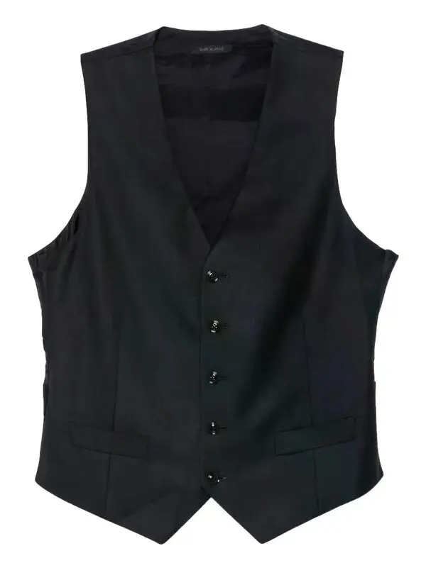 Giorgio Armani V-neck Wool Waistcoat - Black