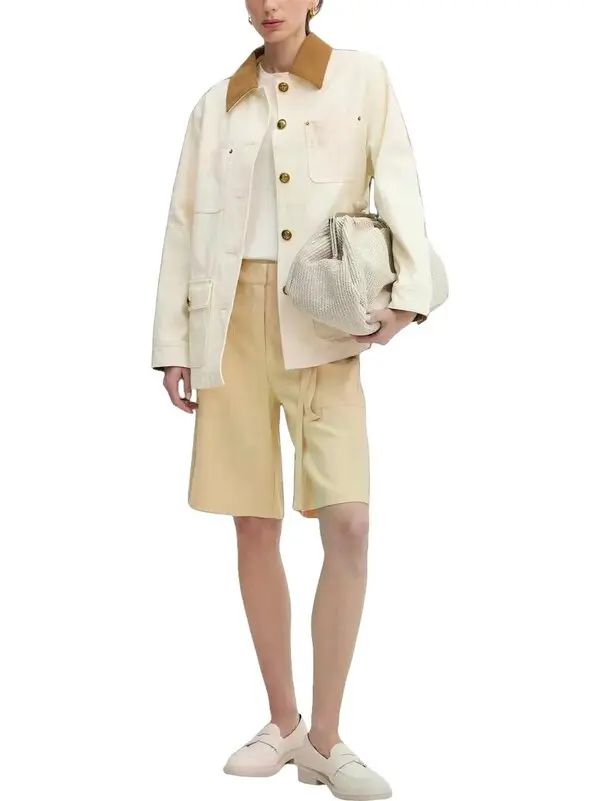 Luisa Spagnoli Cream Contrast Collar Jacket - Neutrals