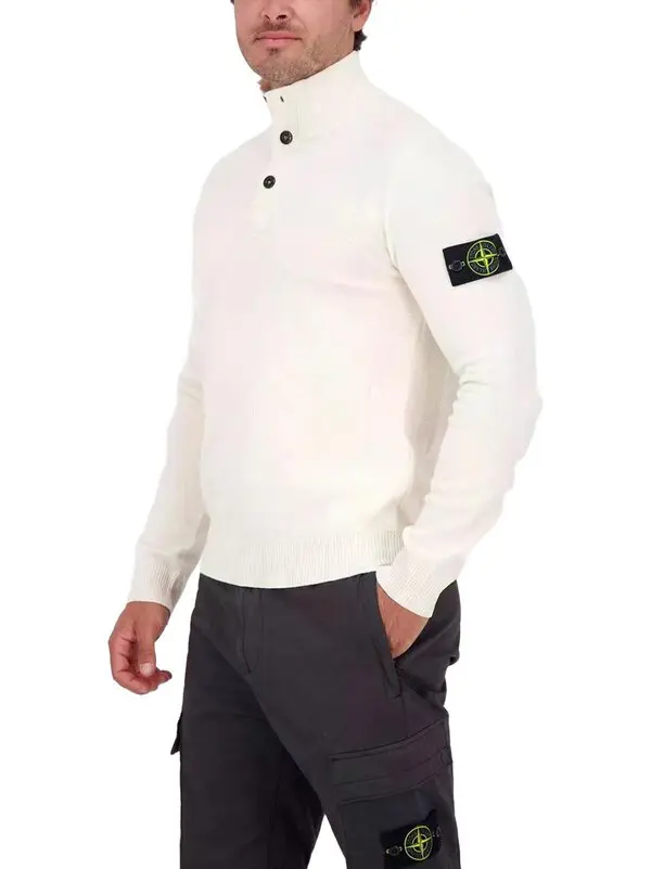 Stone Island Logo-patch Button-up Jumper - Neutrals