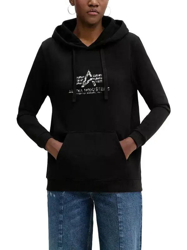 Alpha Industries Logo Print Hoodie - Black